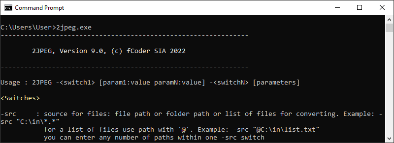 fCoder 2JPEG Command Line Syntax - 2JPEG